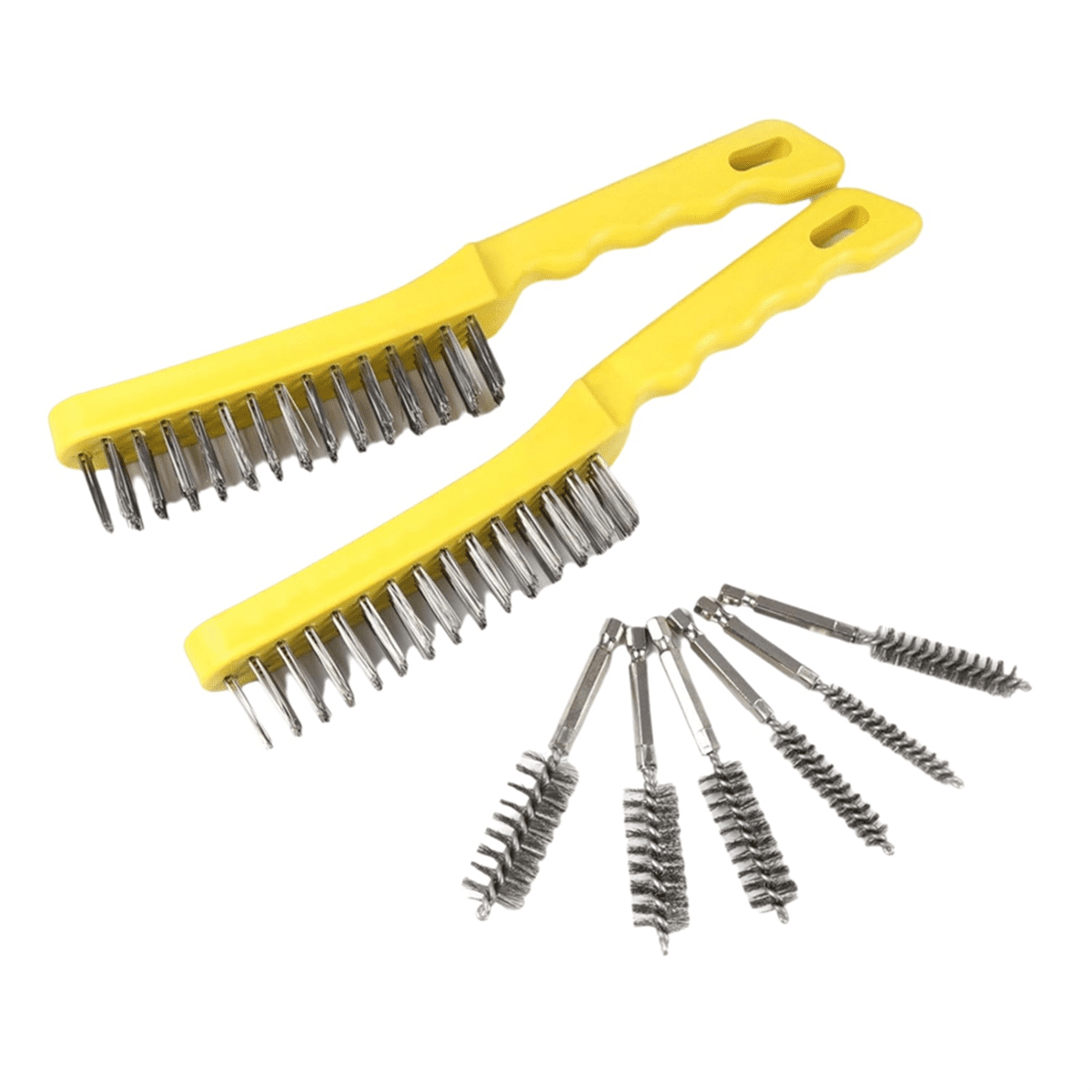 Wire Scratch Brush 8 Set, Stainless Steel 11 Inch with Handle Descaling ...