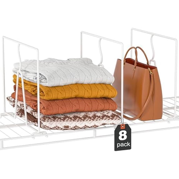 Wire Shelf Dividers for Closet: Tall 8 Pack 12-Inch Deep Adjustable ...