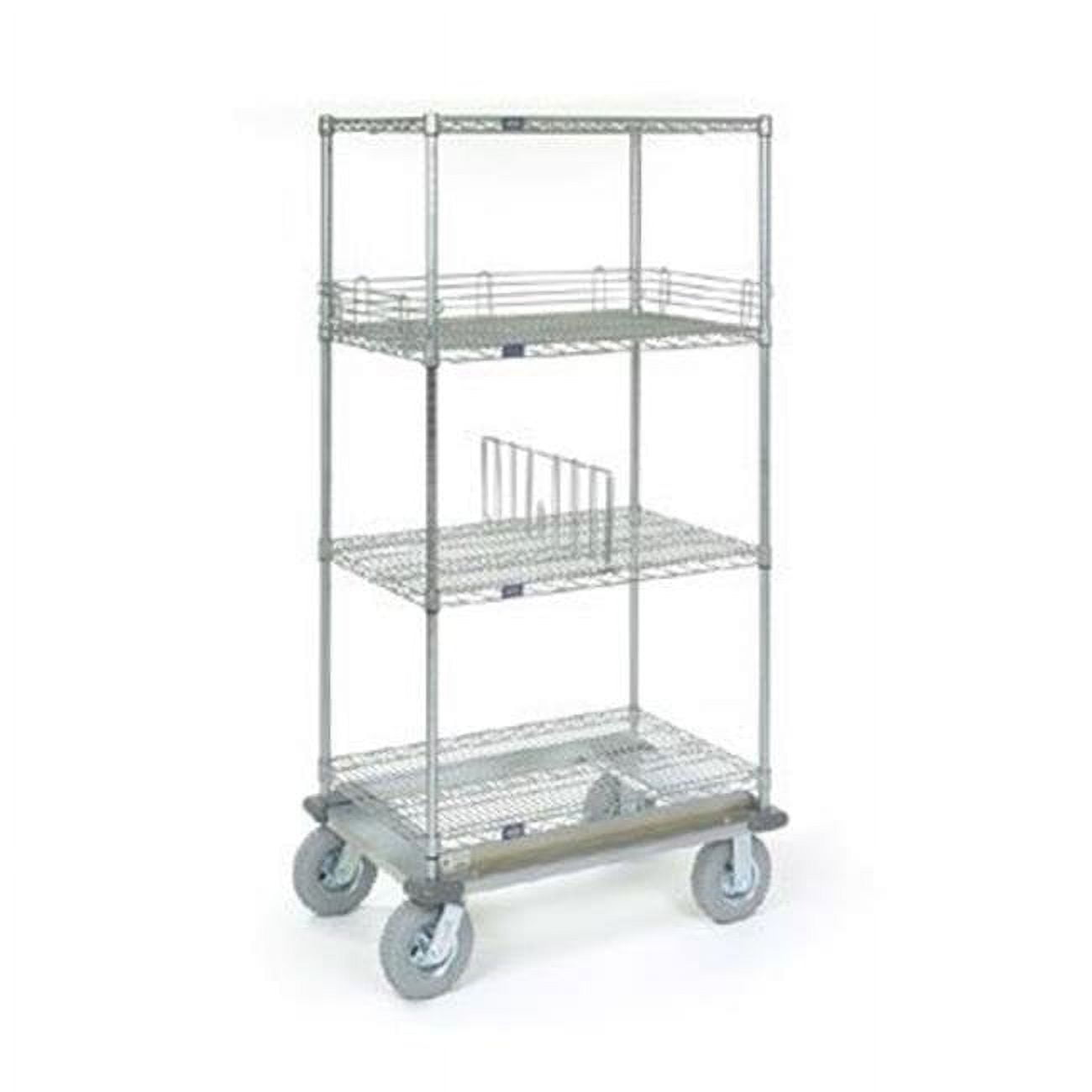 Wire Shelf Dolly Truck with Pneumatic Wheels, Chrome - 18 x 60 x 72 in ...