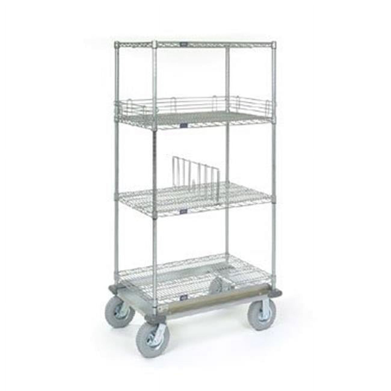 Wire Shelf Dolly Truck with Pneumatic Wheels, Chrome - 24 x 48 x 72 in ...