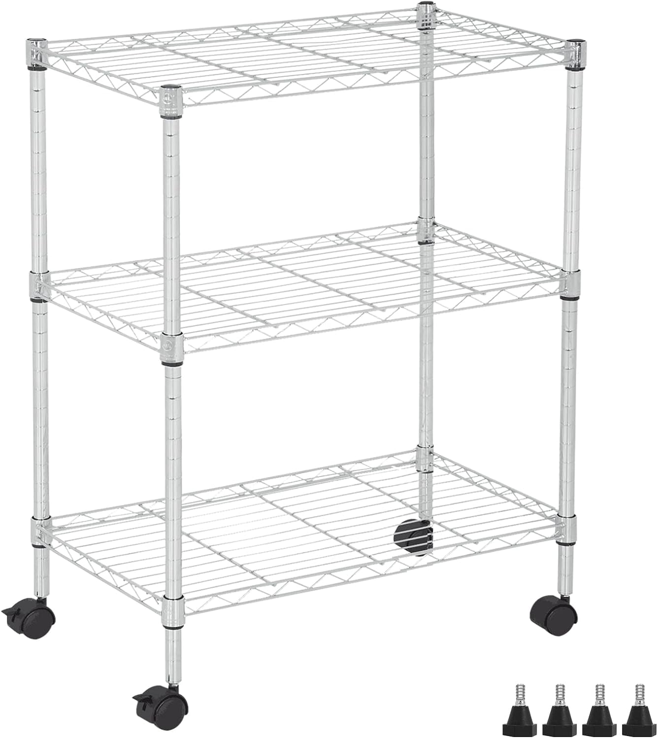 Wire Shelving 32" H x 23W x 13D Storage Shelf with Wheels Adjustable 3 ...