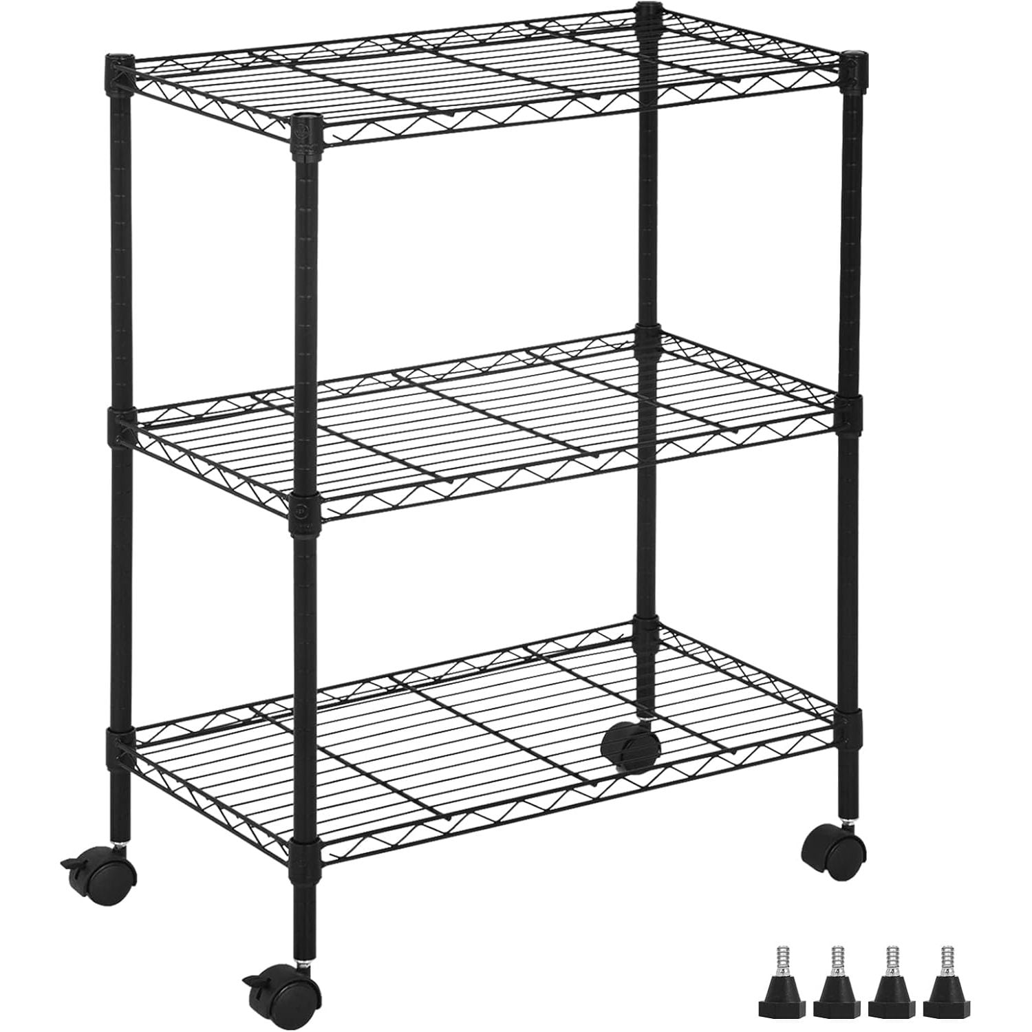 Wire Shelving 32" H x 23W x 13D Storage Shelf with Wheels Adjustable 3 ...