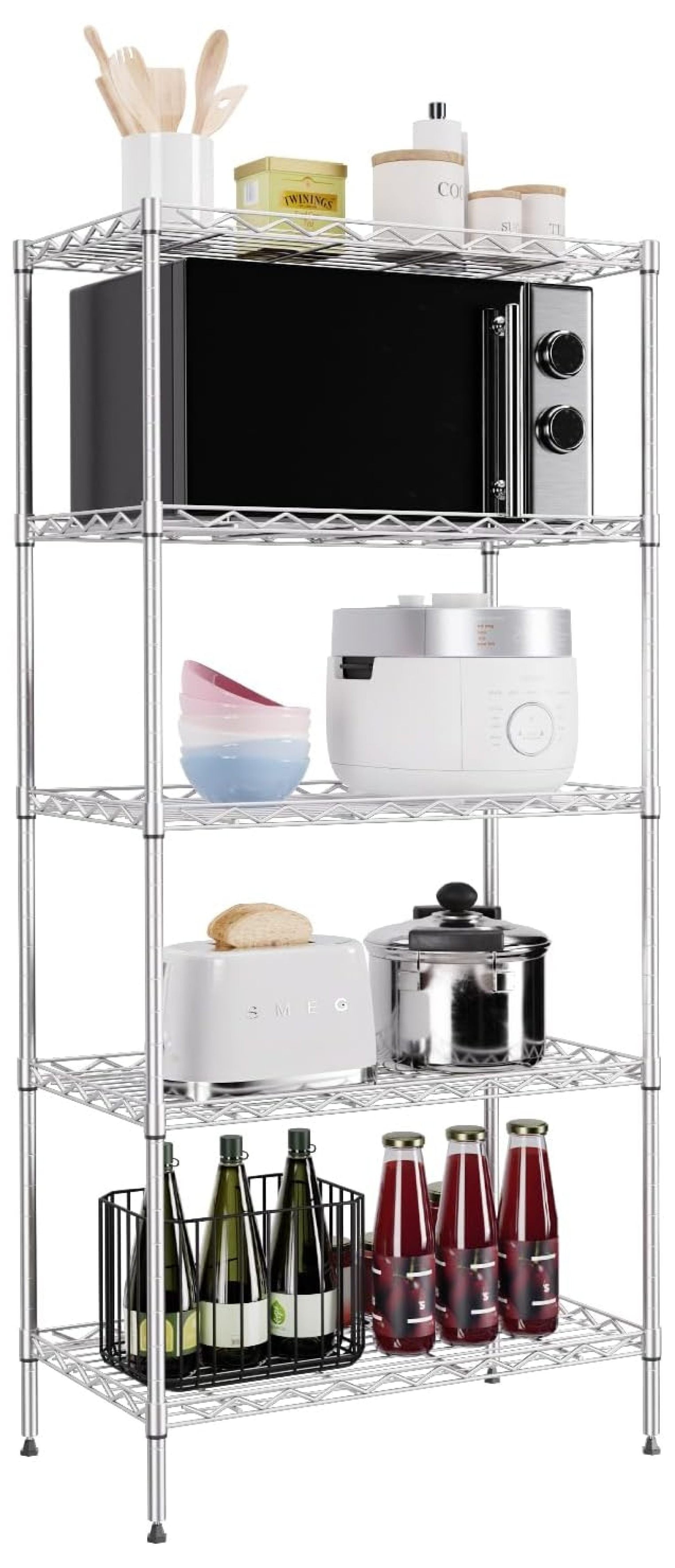 Wire Shelving 5 Tier - NSF Certified Metal Shelf - Adjustable Storage ...