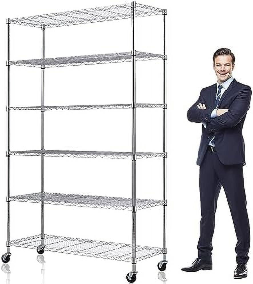 Wire Shelving Storage Shelf 6 Tier Wire Shelves Unit, 2100lbs Capacity ...