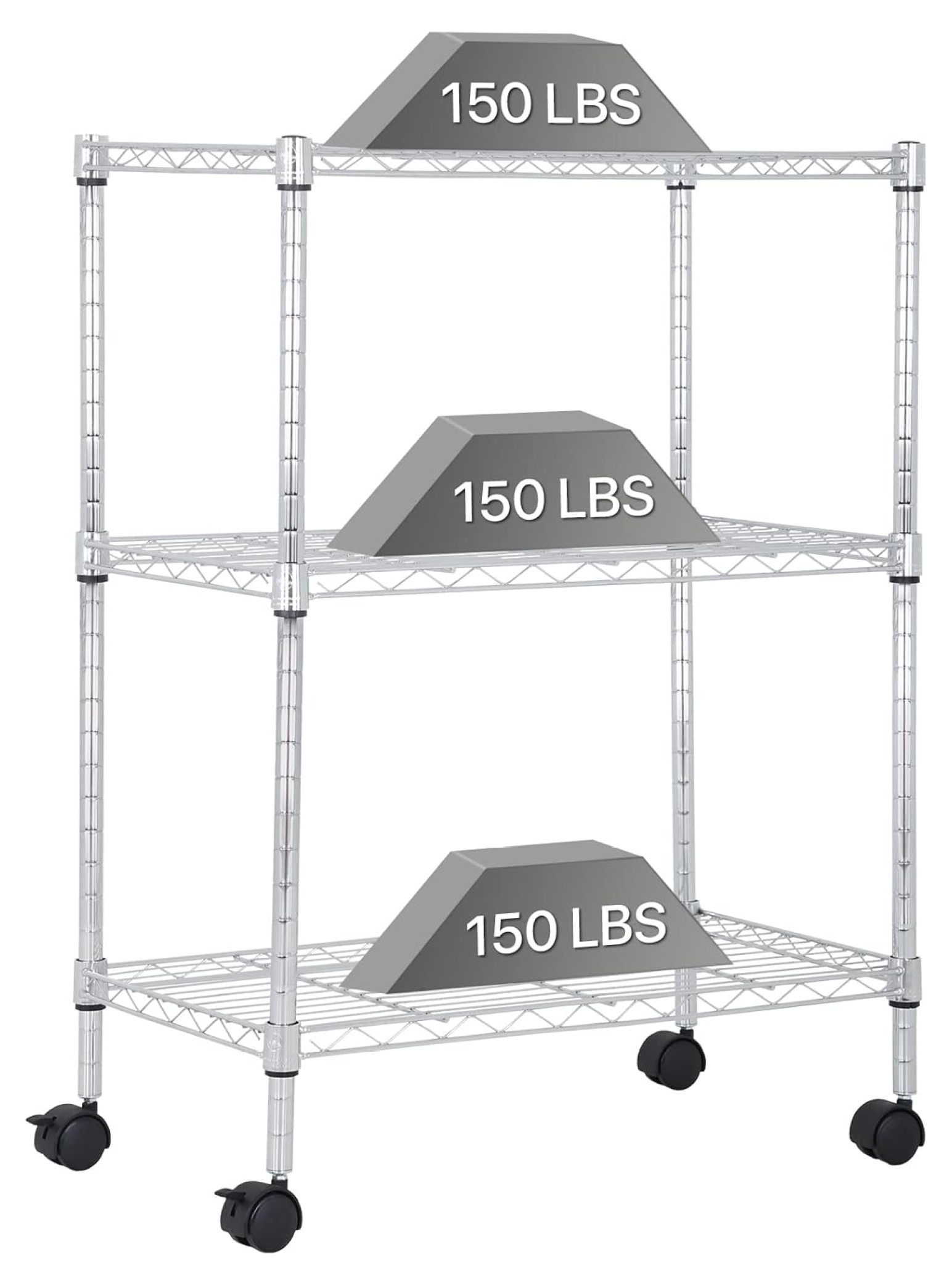 Wire Shelving Unit 23''L×13''W×31''H NSF Metal Storage Shelves 3 Tier ...