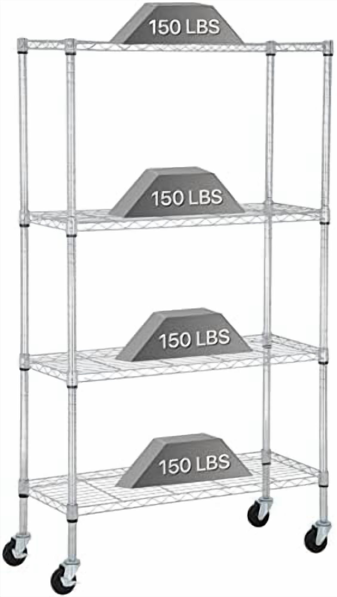 Wire Shelving Unit 36''L×14''W×62''H NSF Metal Storage Shelves 4 Tier ...