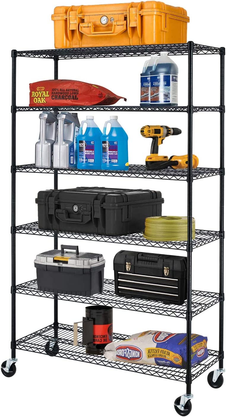 Wire Shelving Unit 6-Shelf Large Storage Shelves Heavy Duty Metal Wire ...
