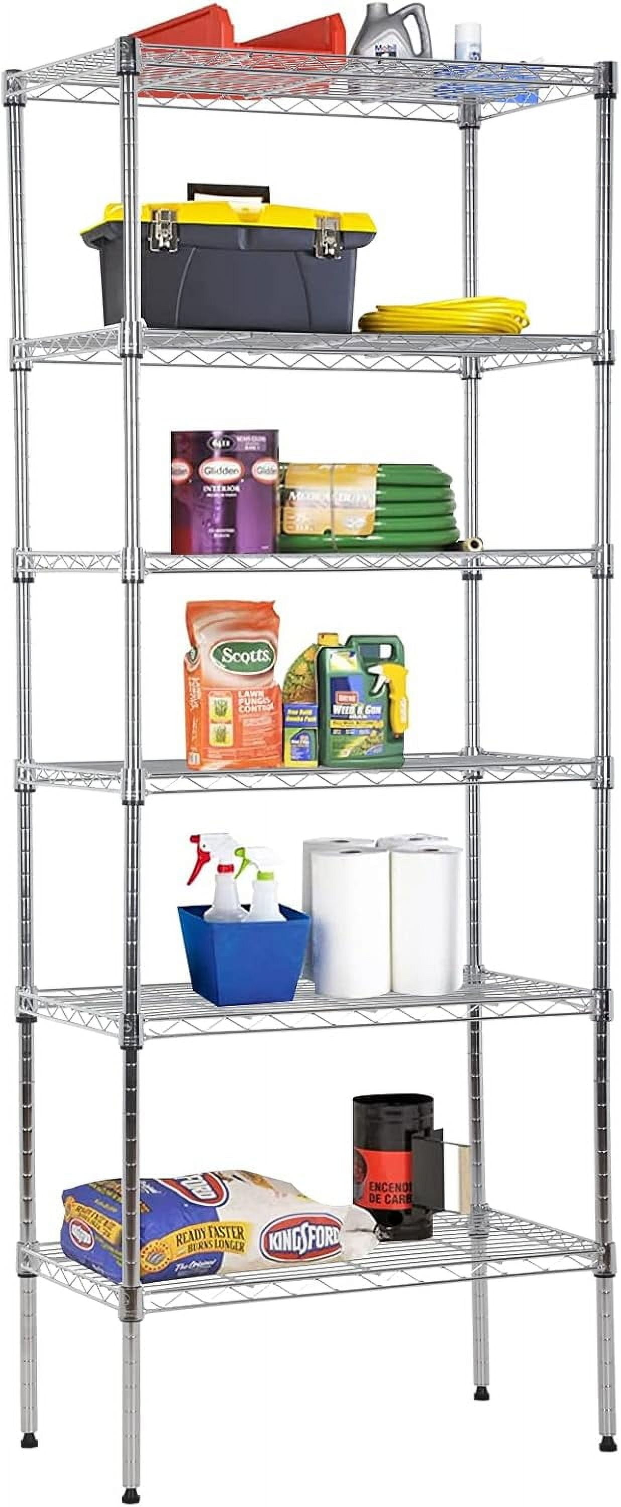 Wire Shelving Unit, 6-Tier Metal Shelf Height Adjustable 13" D x 23" W ...