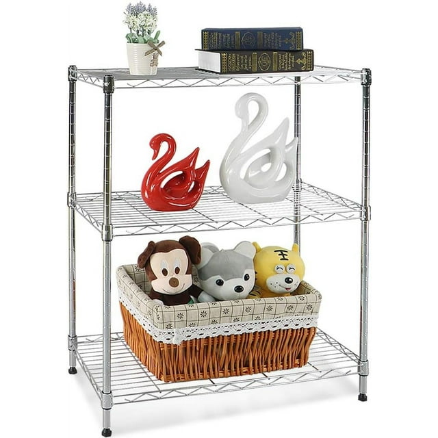 Wire Shelving Unit, NSF 3-Tier Height Adjustable Utility Steel Storage ...