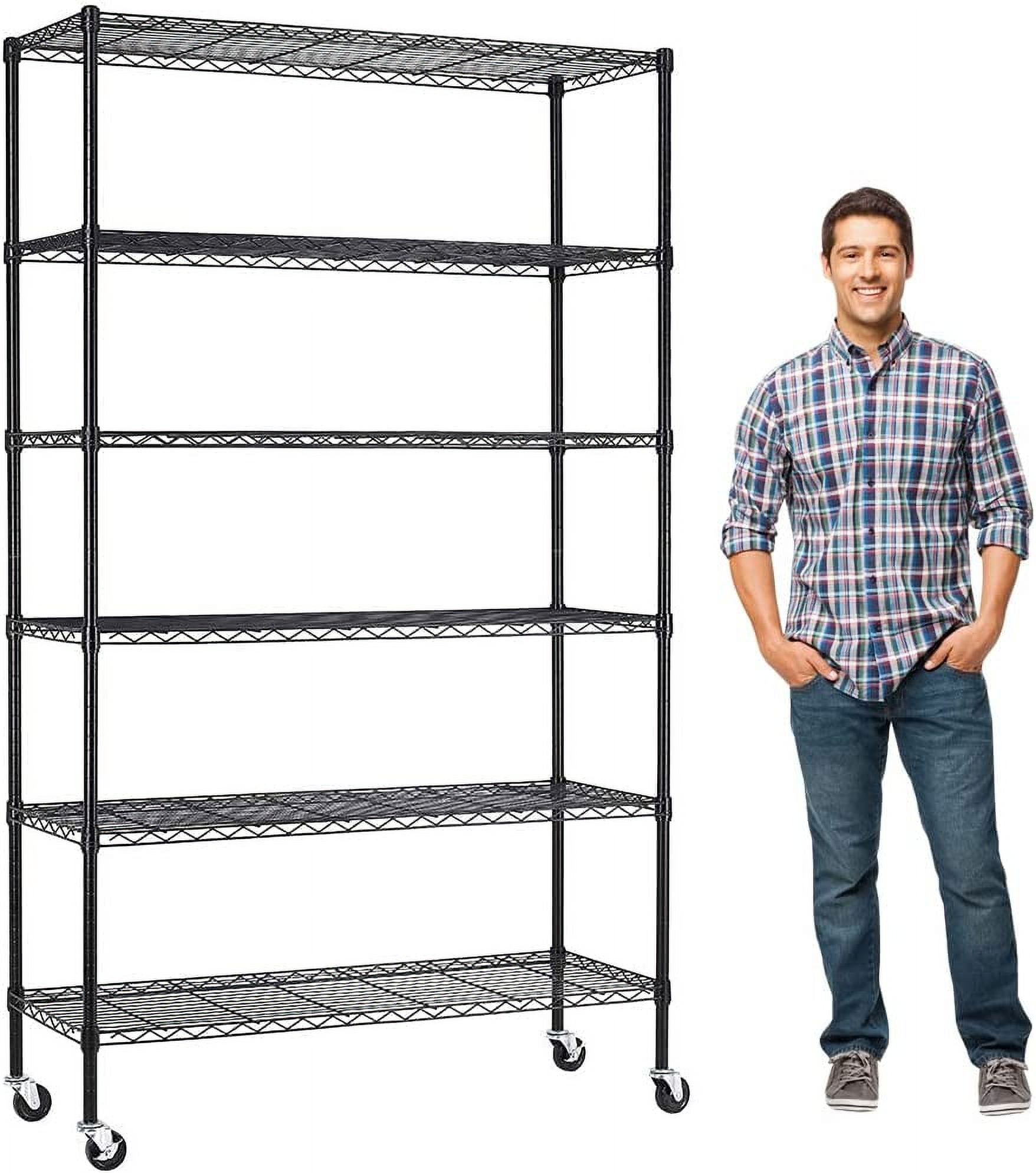Wire Shelving Unit with Wheels, 6 Tier Adjustable Metal Shelving Heavy Duty Storage Shelves 2100 ...