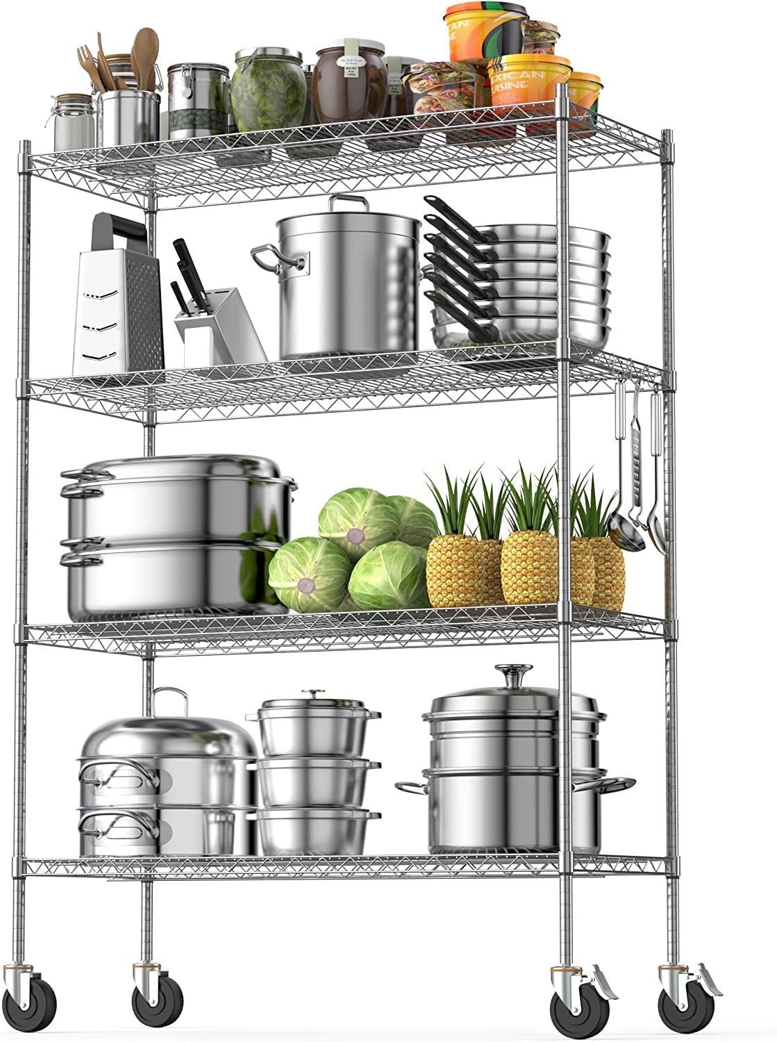Wire Shelving Unit with Wheels Heavy Duty Commercial-Grade Adjustable Storage Shelves NSF ...