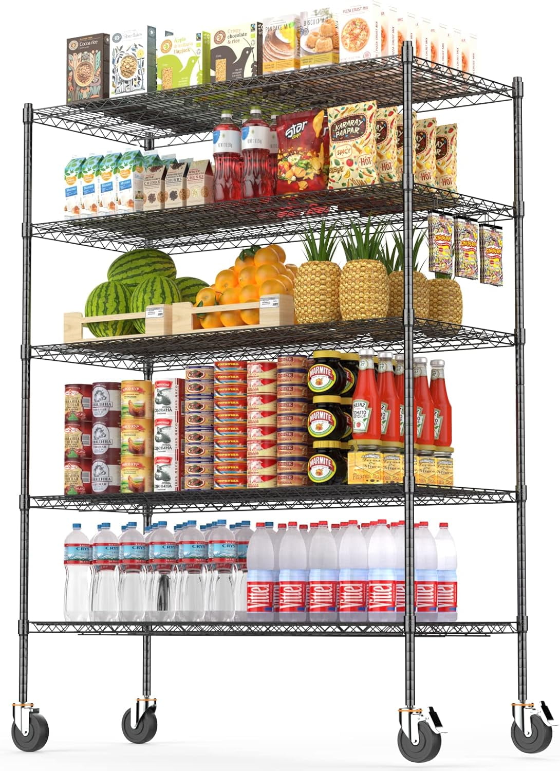 Wire Shelving Unit with Wheels Heavy Duty Commercial-Grade Adjustable Storage Shelves NSF ...