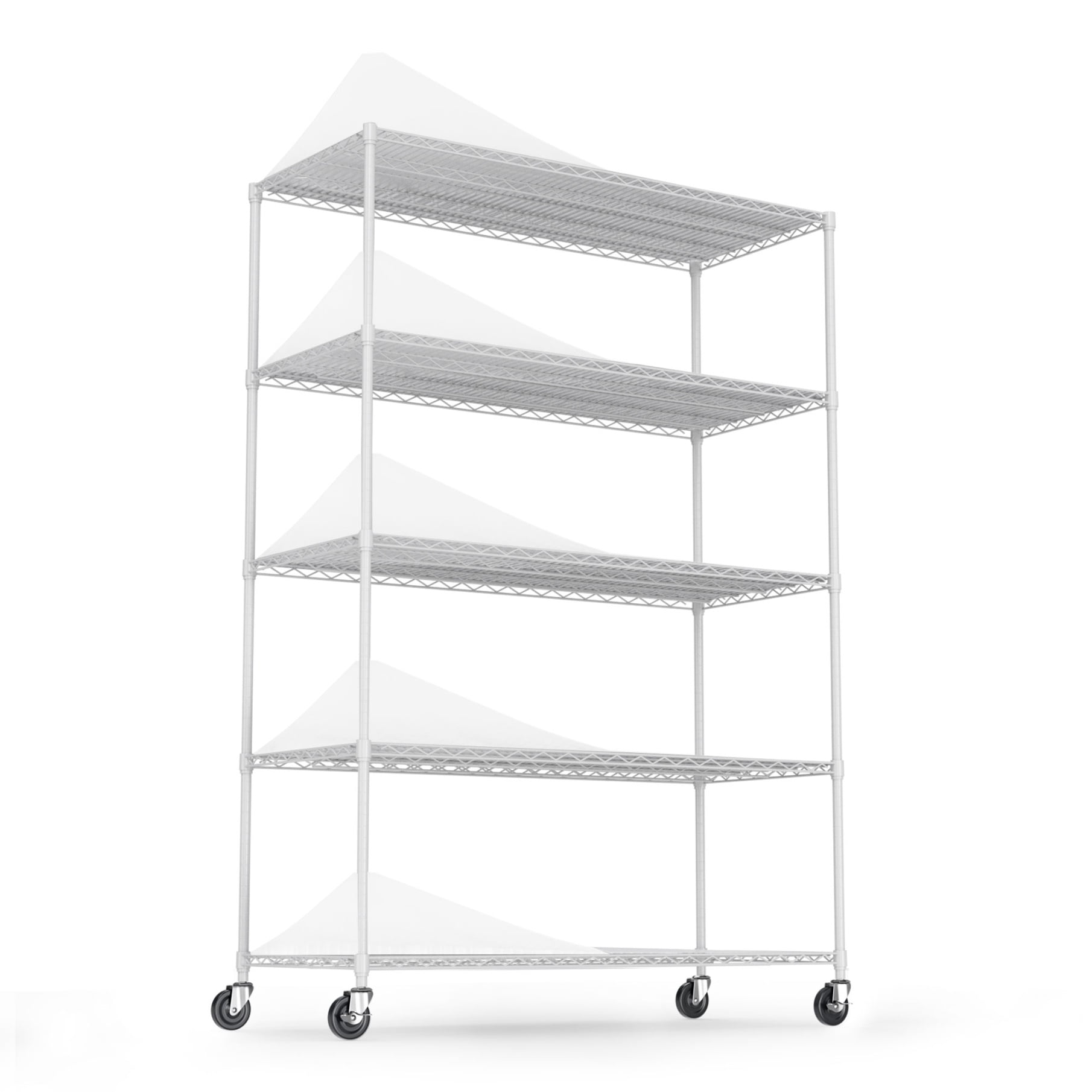 Wire Shelving with Wheels, 5 Tier Storage Shelves Metal, 6000LBS Weight ...