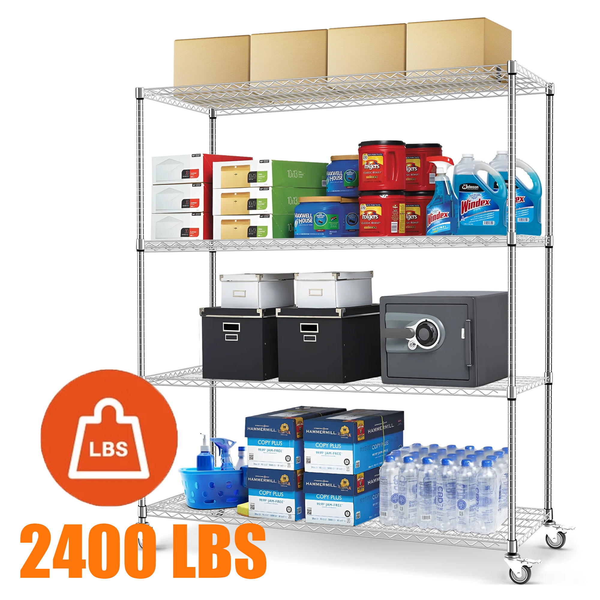Costway 2 PCS 4-Tier Metal Shelving Unit Heavy Duty Wire Storage Rack ...
