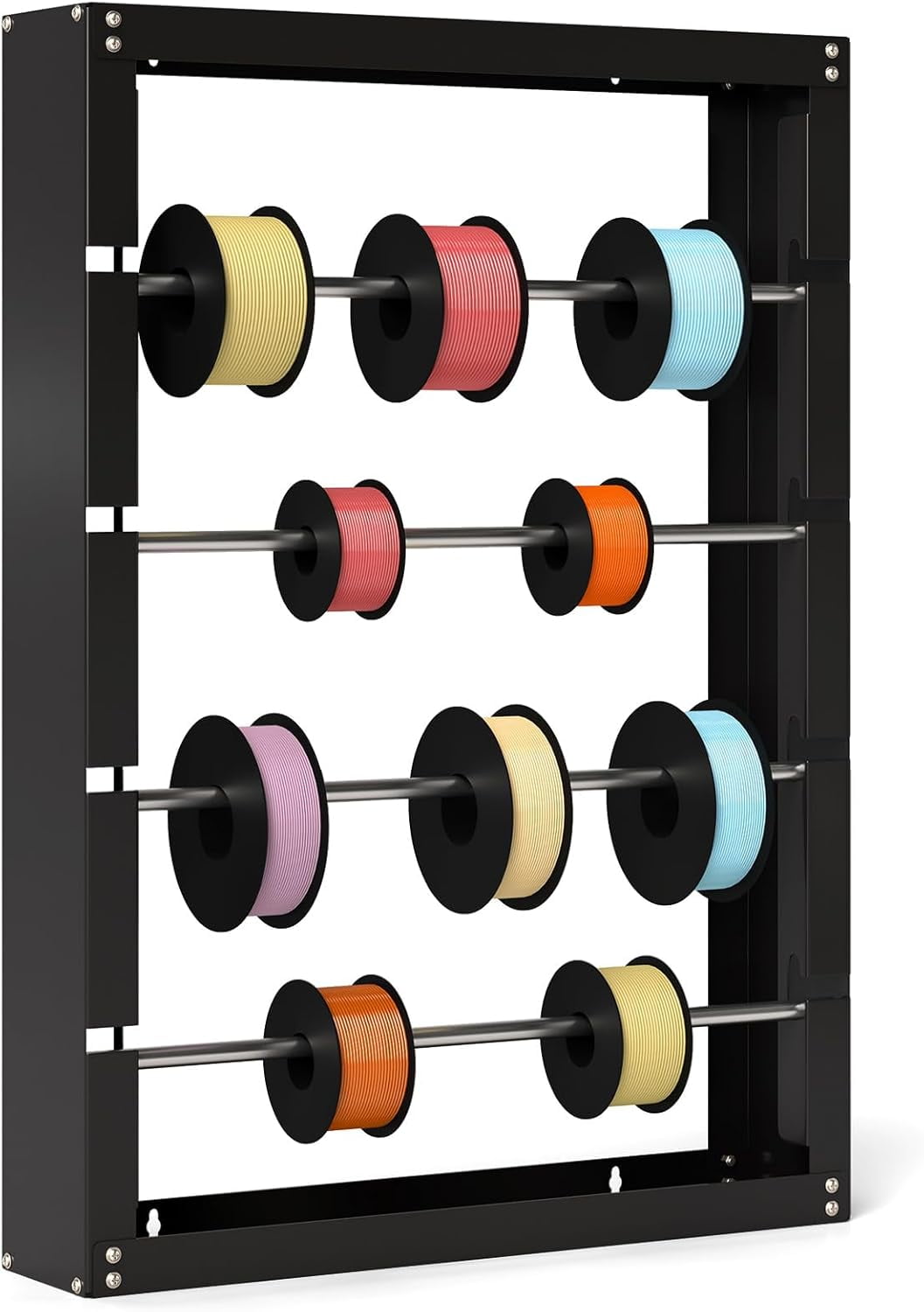 Wire Spool Rack, Wire Dispenser with 4 Detachable Rods, Wall Mounted ...
