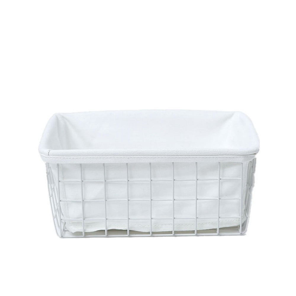 Wire Storage Baskets, White Coated Metal Household Organizer with ...