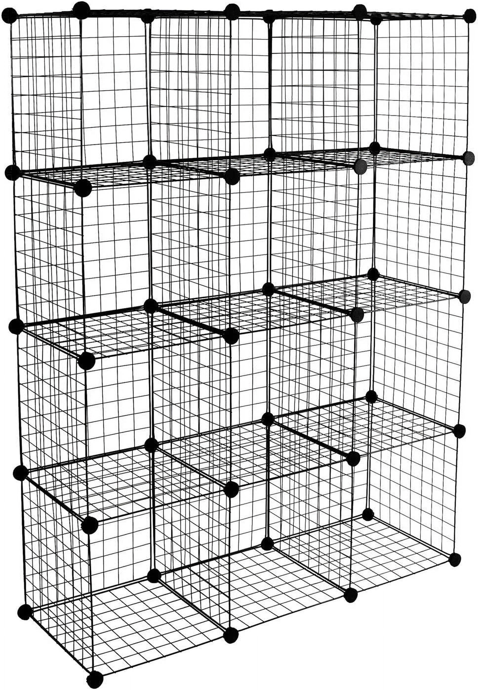 Wire Storage Cubes, 12-Cube Metal Grid Organizer | Modular Wire ...