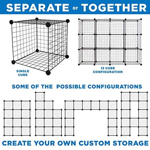 Wire Storage Cubes, 12-Cube Metal Grid Organizer | Modular Wire ...