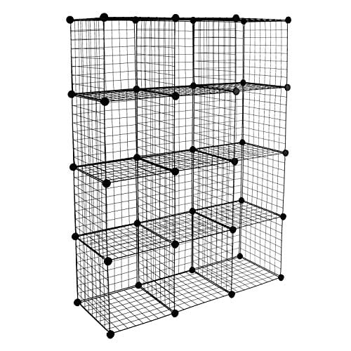Wire Storage Cubes, 12-Cube Metal Grid Organizer | Modular Wire ...