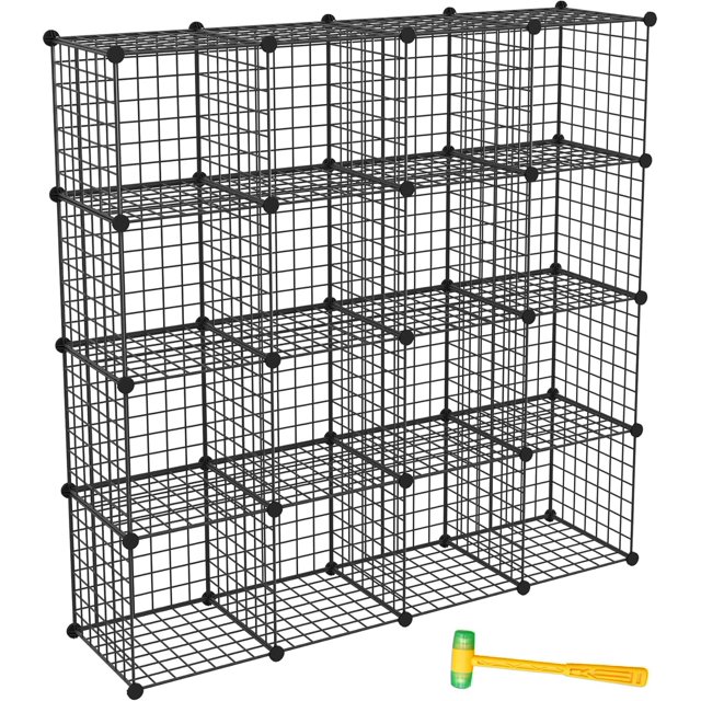 Wire Storage Cubes, Metal Storage Shelves Bookshelf, Stackable Modular ...