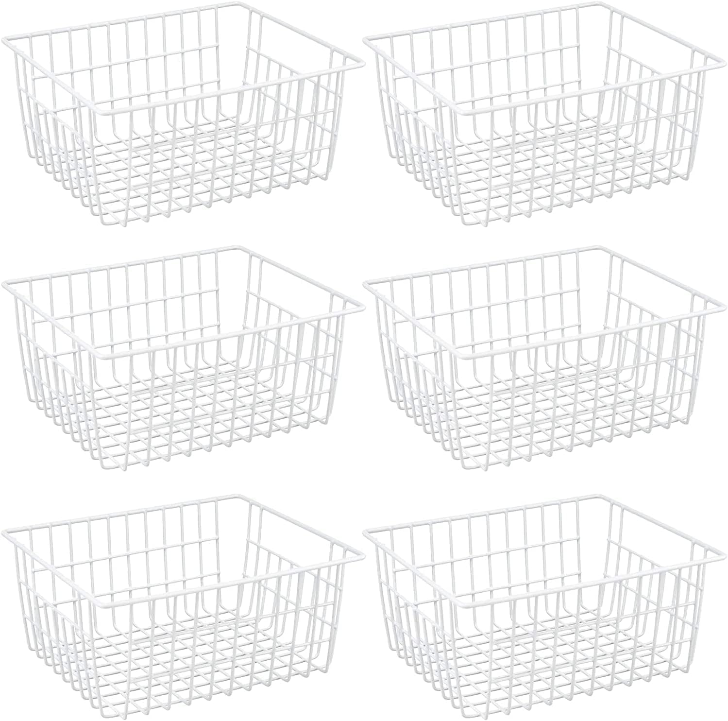 Wire Storage Freezer Baskets, Set of 6 Large 15.4" Farmhouse Organizer ...