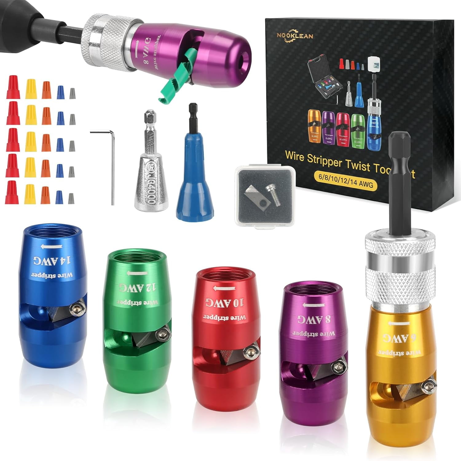 Wire Stripper for Drill, 2025 Upgraded Wire Stripper and Twister Kit, 8 ...