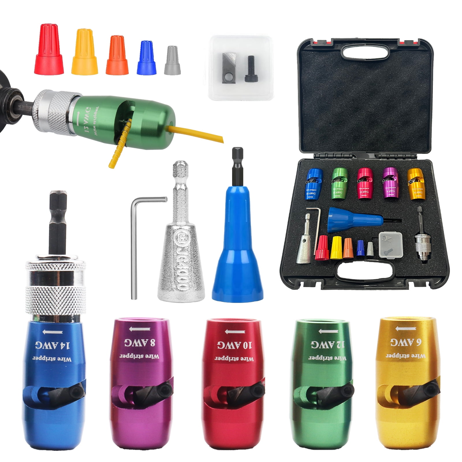 Wire Stripper Tool for Drill, 6/8/10/12/14 AWG Gauge Electrician Tools ...