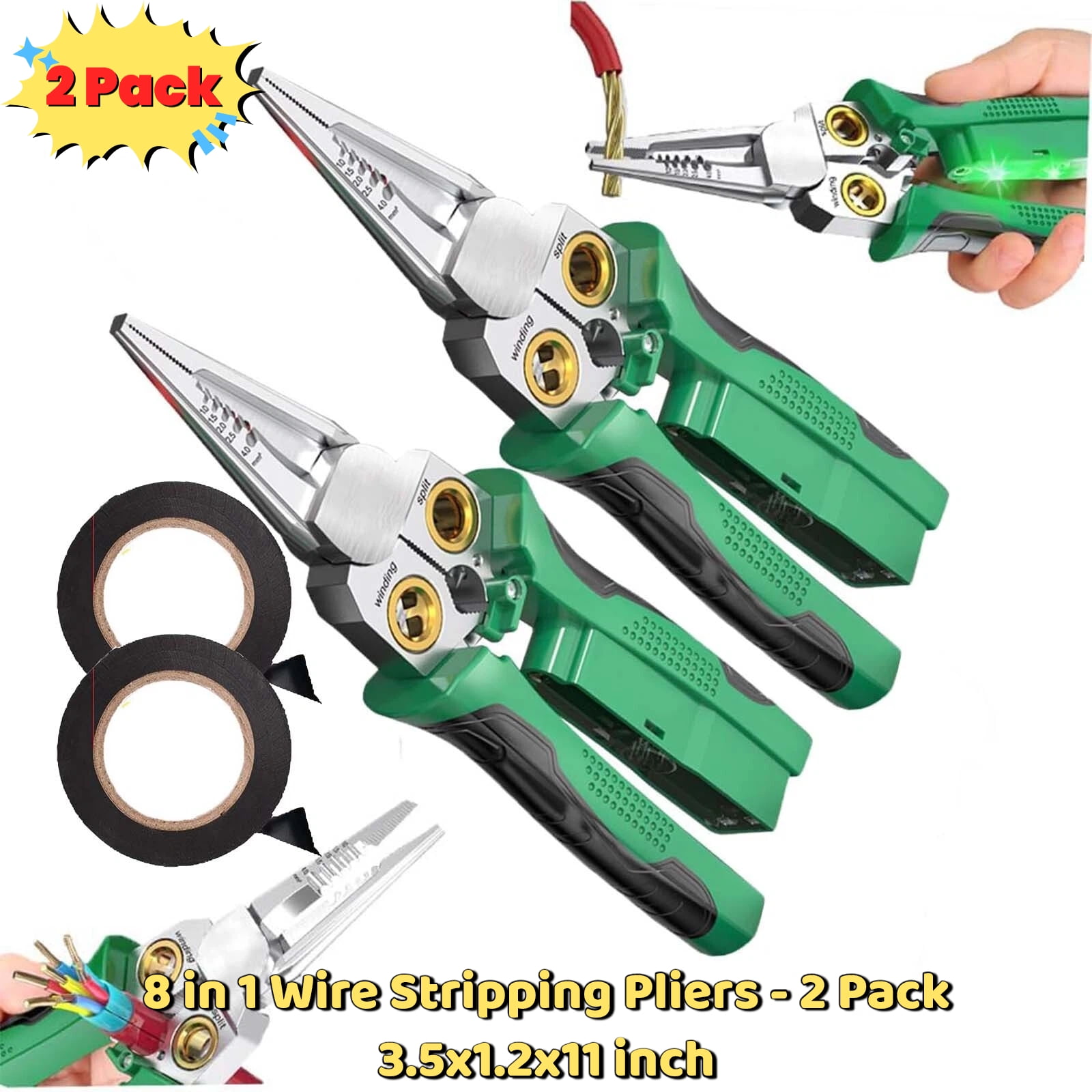 Wire Strippers Twister with Electricity Measurement Function 8in1 Wire Stripping Pliers for ...