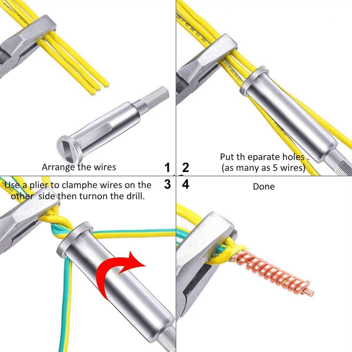 Wire Stripping and Twisting Tool, Updated Wire Twister Tool for Drill ...