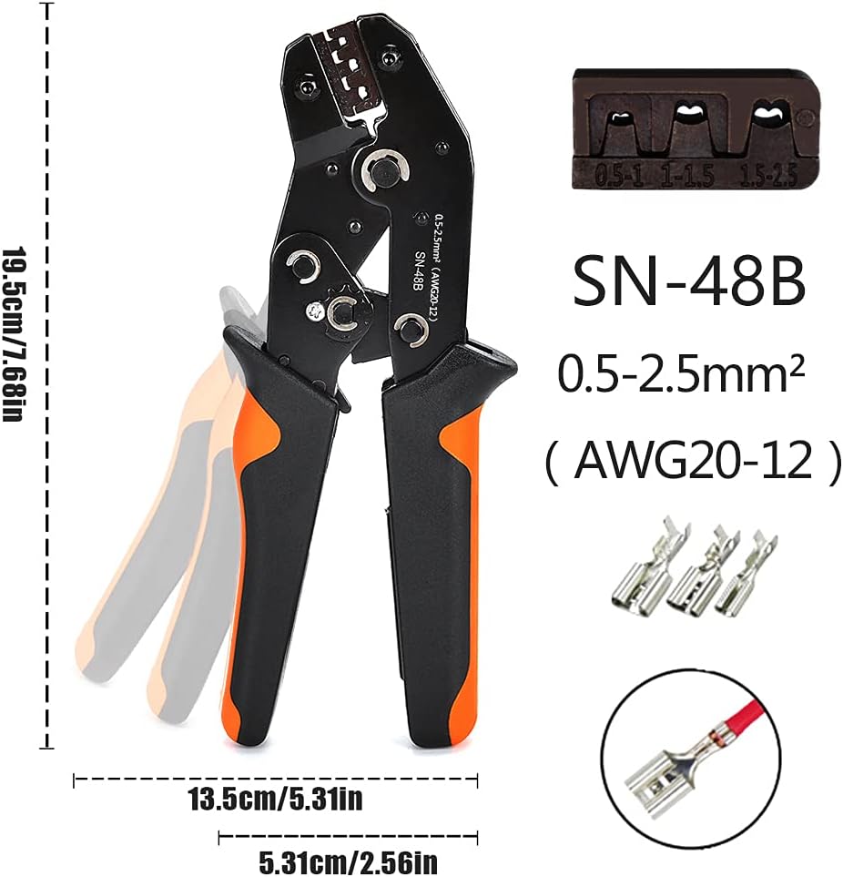 Wire Terminal Crimping Tool Kit Ratcheting Wire Crimper with 1000 x ...