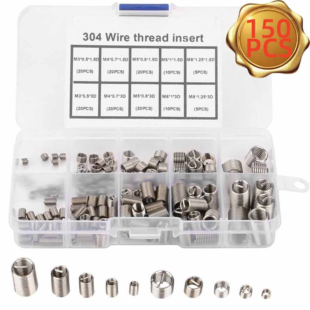 Wire Thread Inserts Assortment Kit, M3 to M8 Helicoil Steel Repair ...