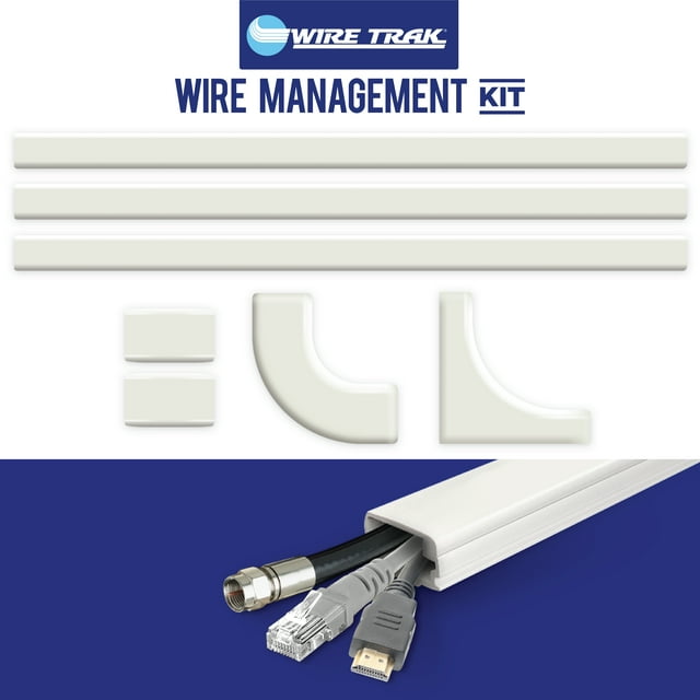 Wire Trak Wire Management Kit, 1" x 1/2" Peel and Stick Adhesive ...