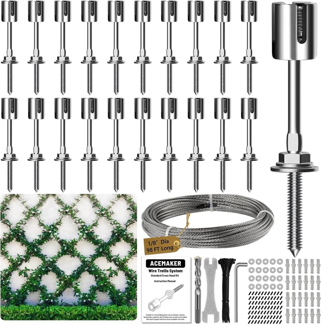 Wire Trellis for Climbing Plants Outdoor, 20-Set Wall Wire Trellis Kit ...