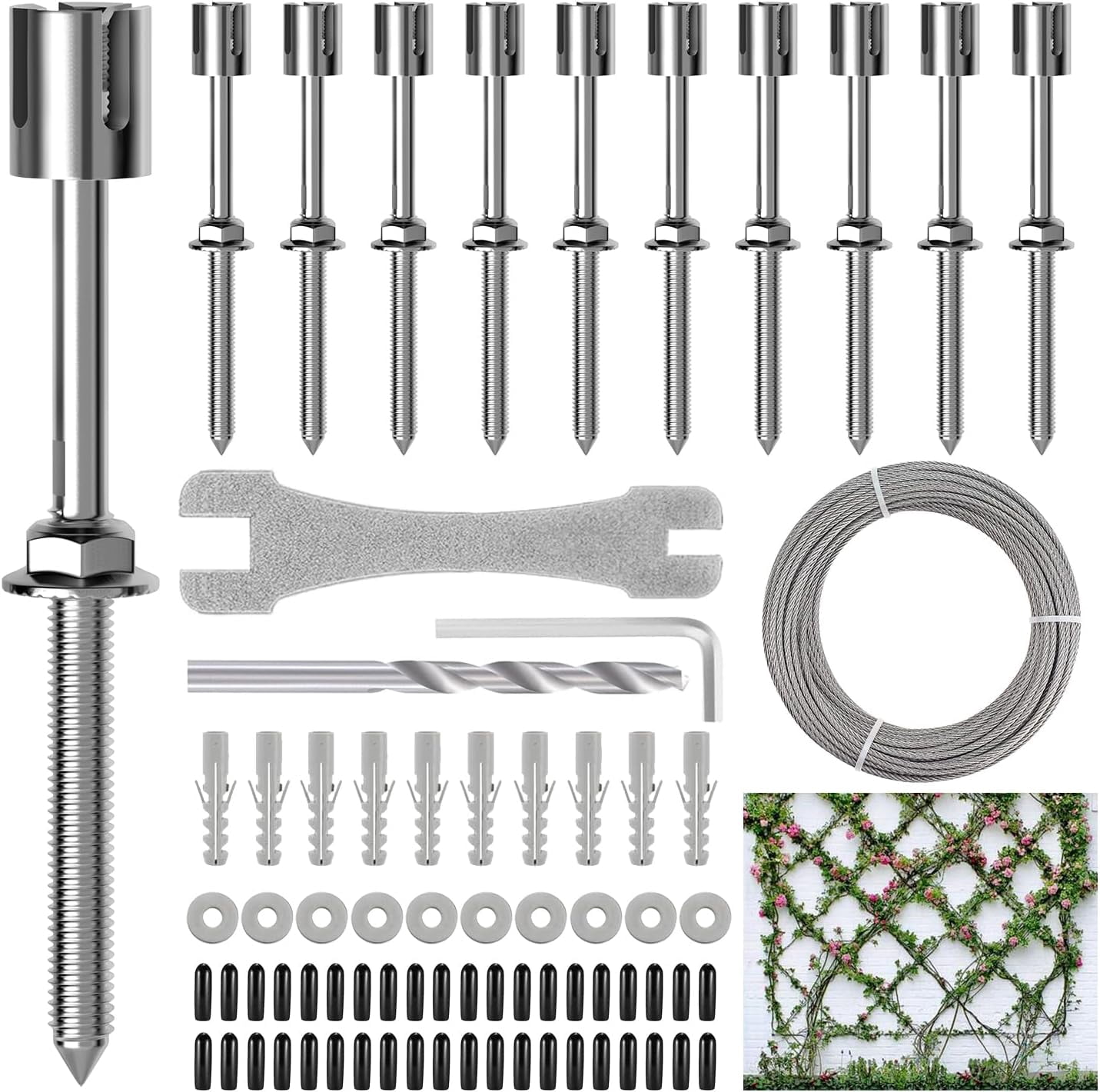 Wire Trellis for Climbing Plants Outdoor, 10 Sets Wall Wire Trellis Kit ...