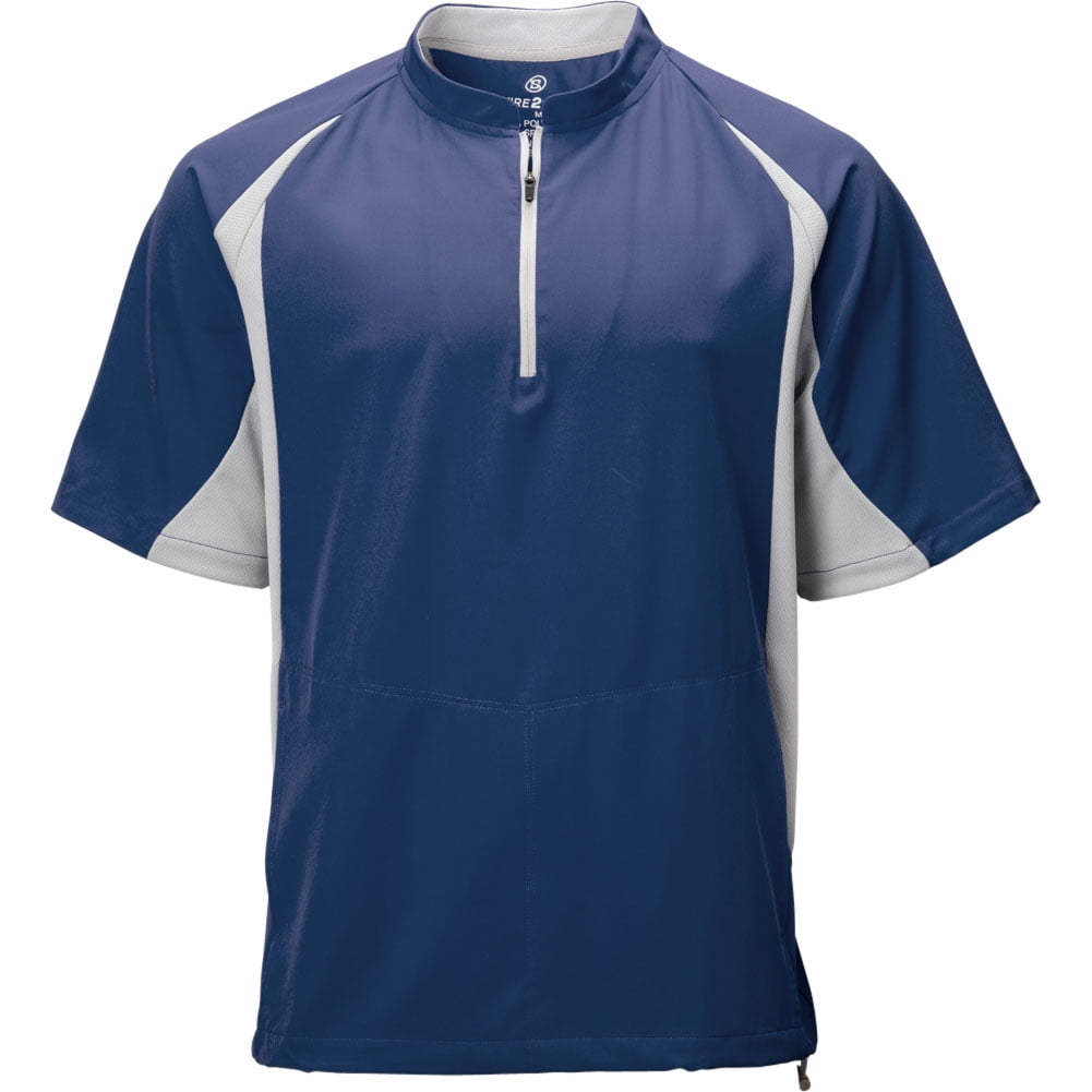 Wire2wire Men's Performance Short Sleeve Baseball Cage Jacket Navy/Grey ...