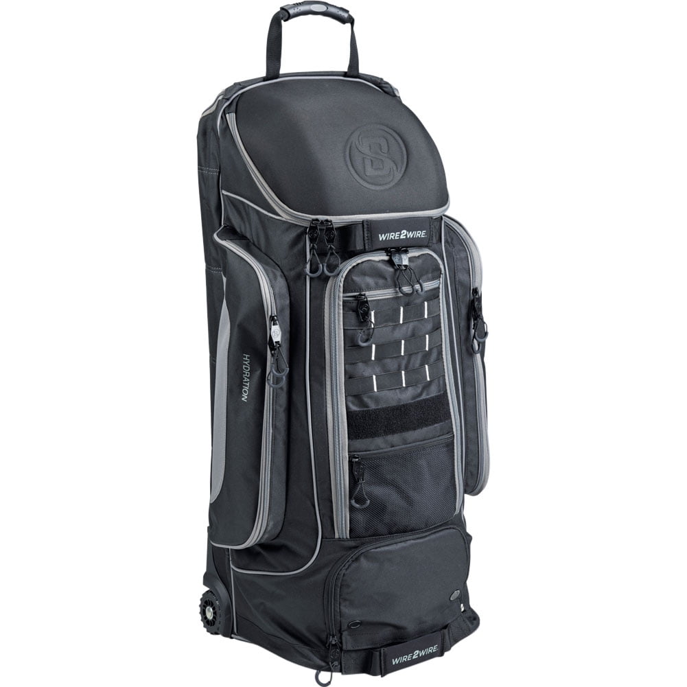 Wire2Wire Tournament Catcher's Wheeled Bag, Black and Grey, 4-Bat ...