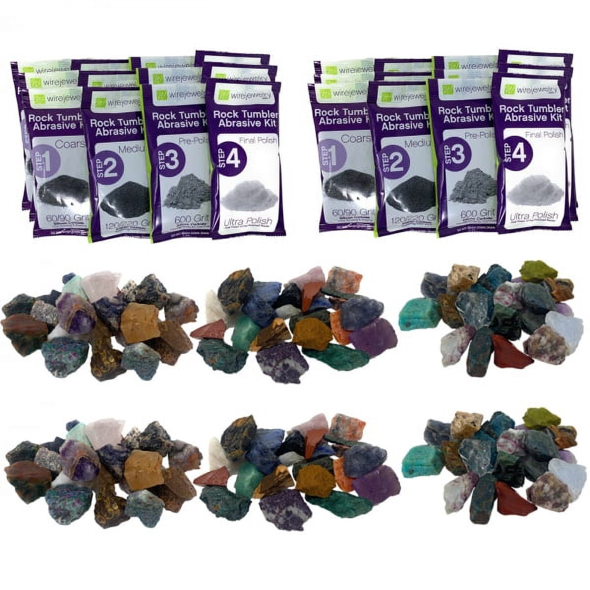 WireJewelry World Stone Mix Rock Tumbler Refill Kit - 3 Lbs. each of ...