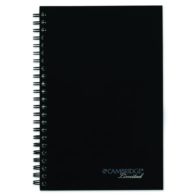 Wirebound Business Notebook, Wide/Legal Rule, Black Cover, 8 x 5, 80 ...