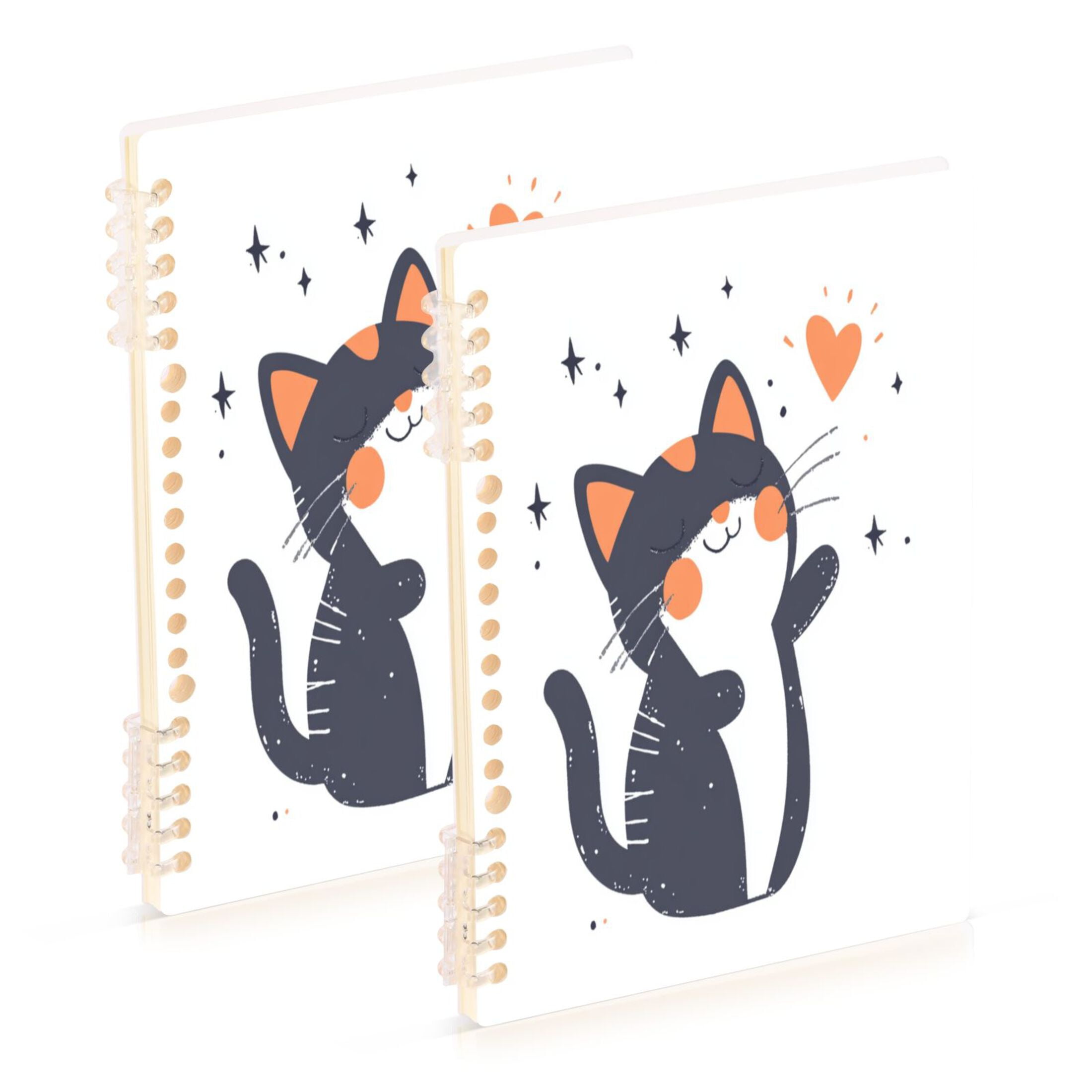 Wirebound Notebook Hardcover Spiral Notebooks Cute Cat with Eyes Closed ...