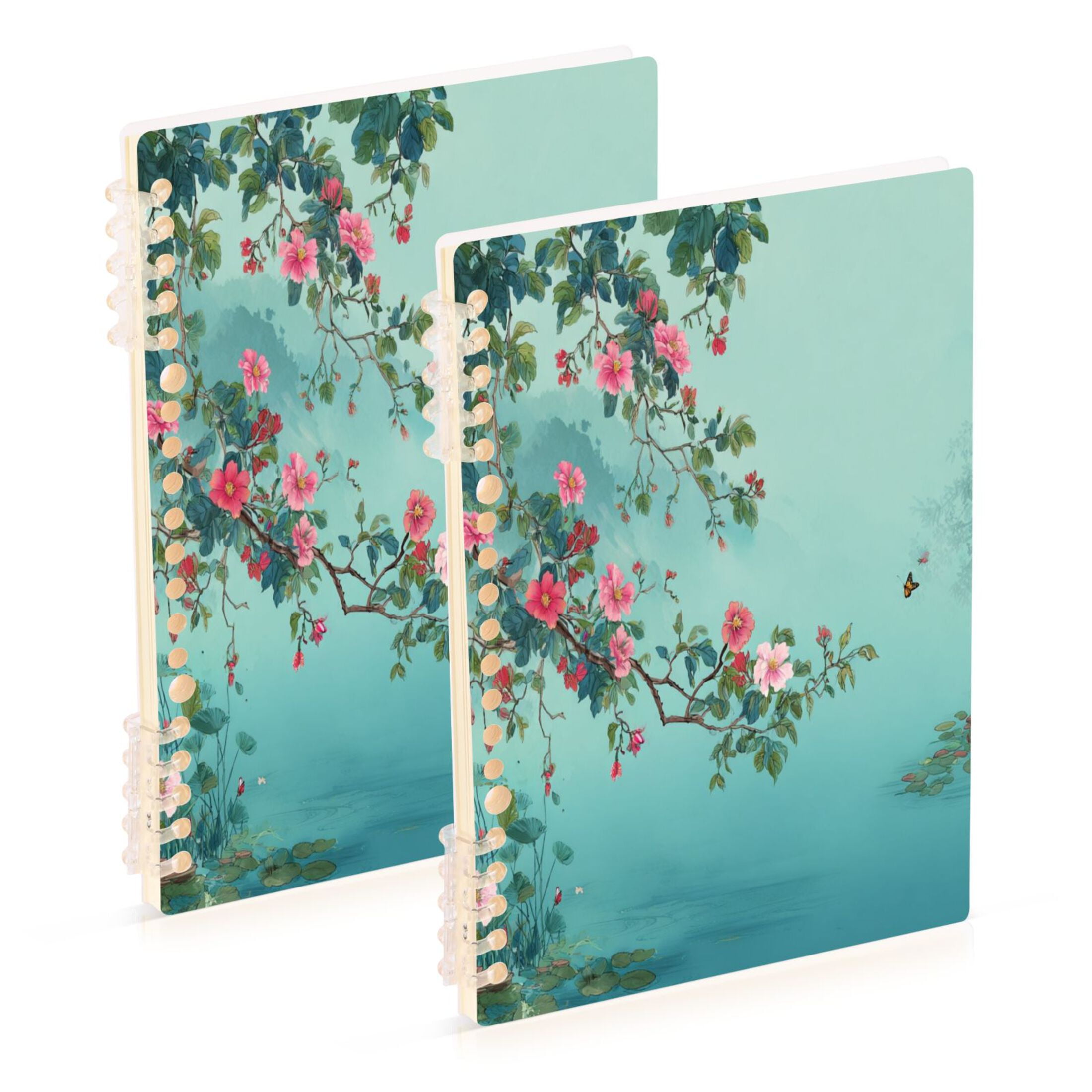 Wirebound Notebook Hardcover Spiral Notebooks Flowers and Butterflies ...