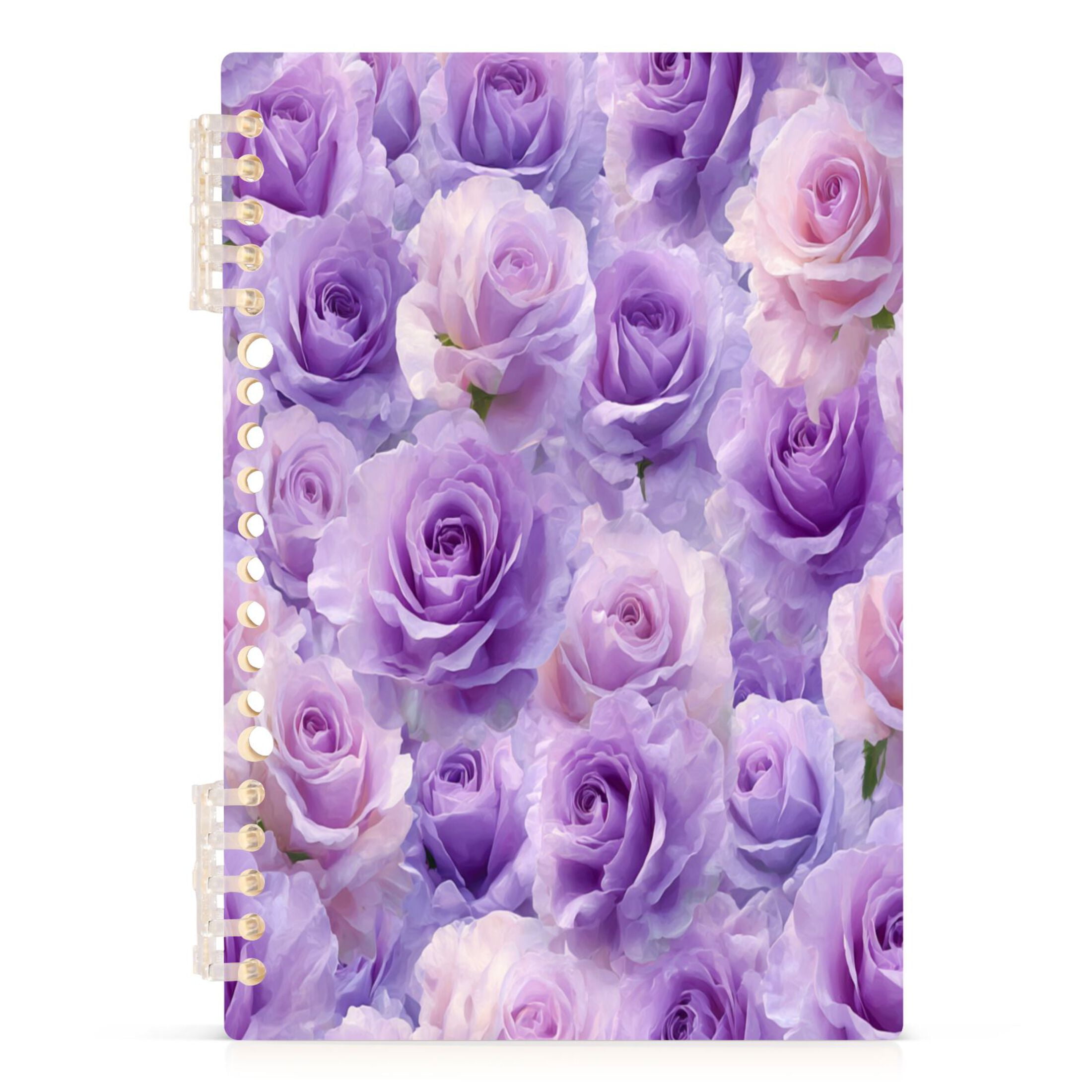 Wirebound Notebook Hardcover Spiral Notebooks Light Purple Roses ...