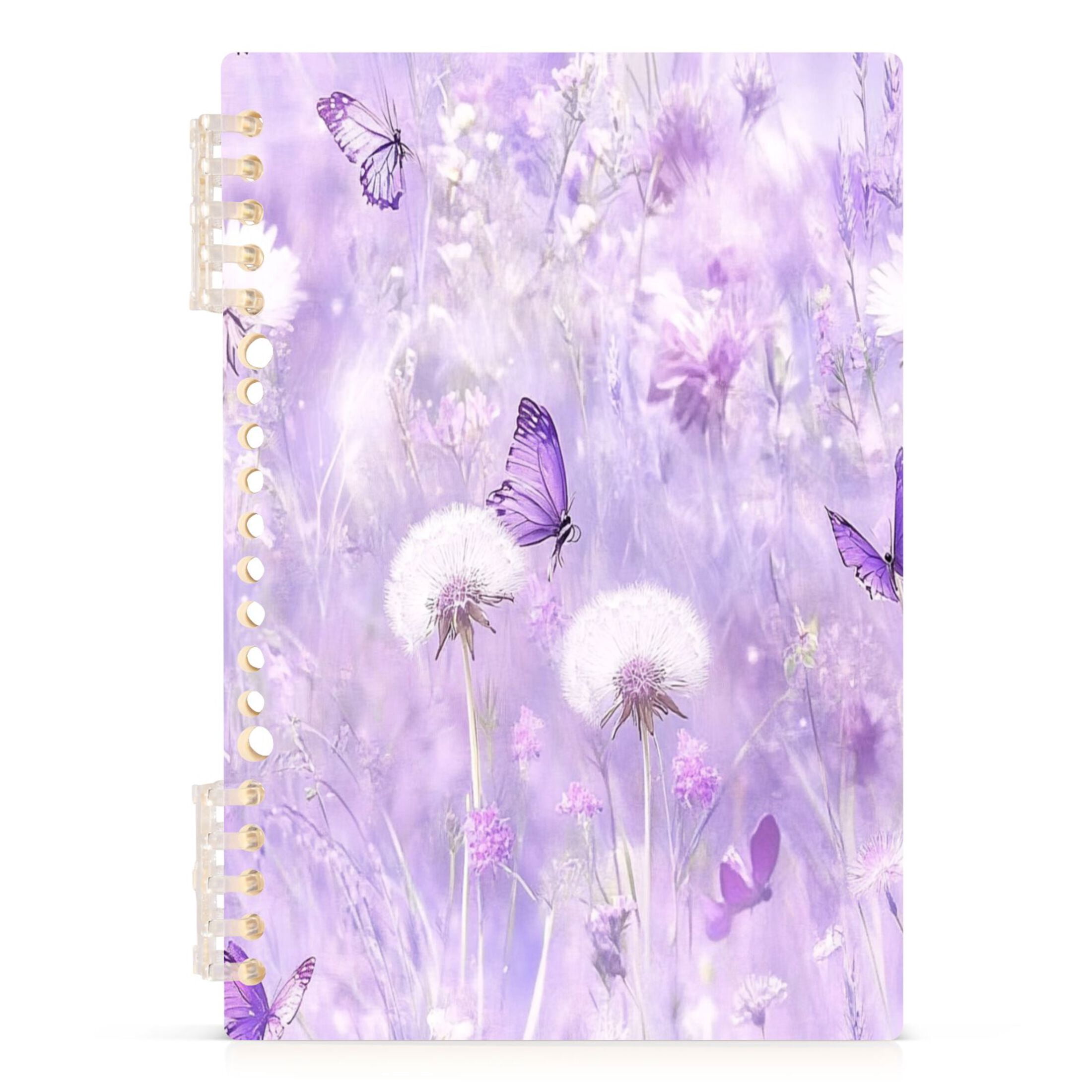 Wirebound Notebook Hardcover Spiral Notebooks,Pastel Purple Meadow, 60 ...