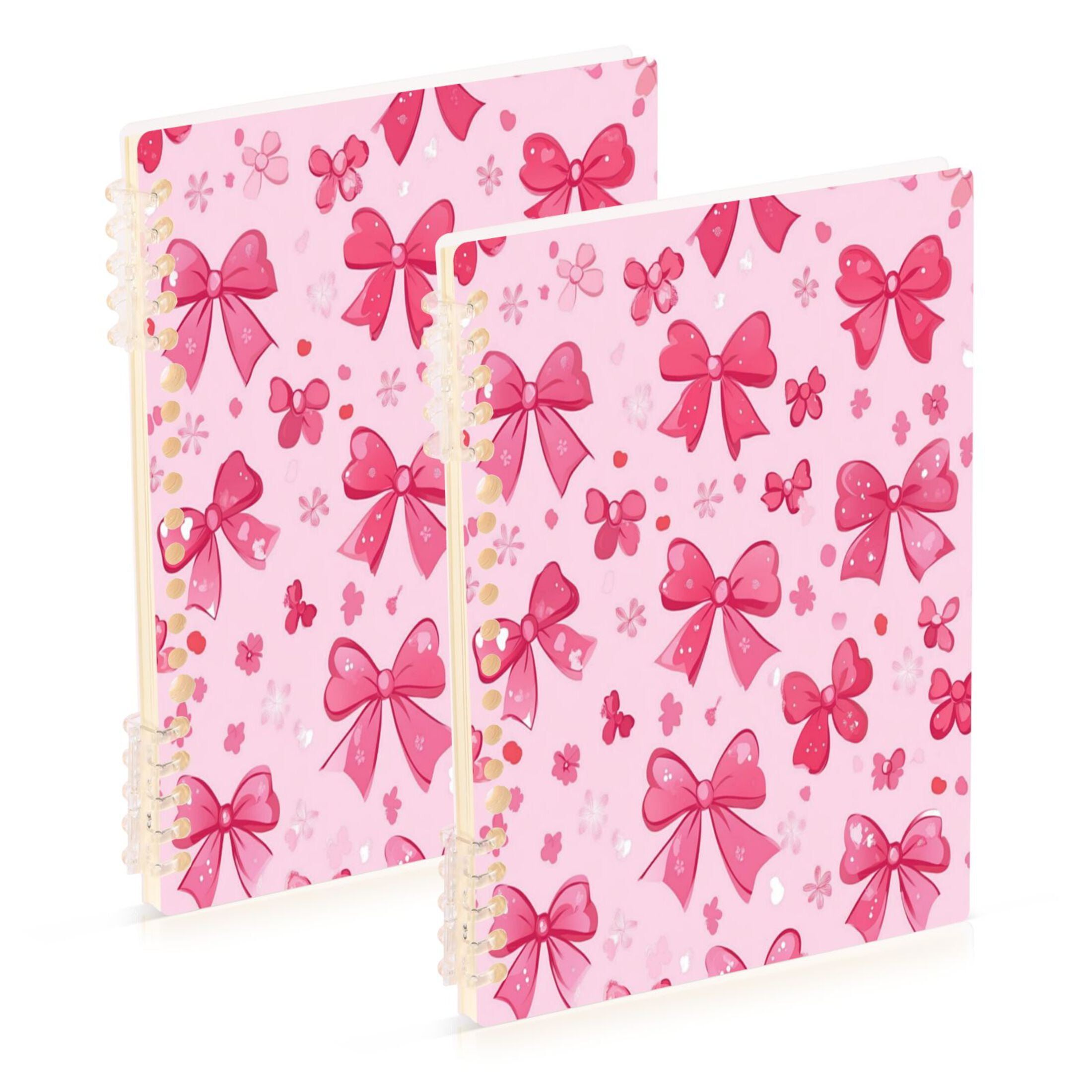 Wirebound Notebook Hardcover Spiral Notebooks Pink Cute Bows, 60 Pages ...