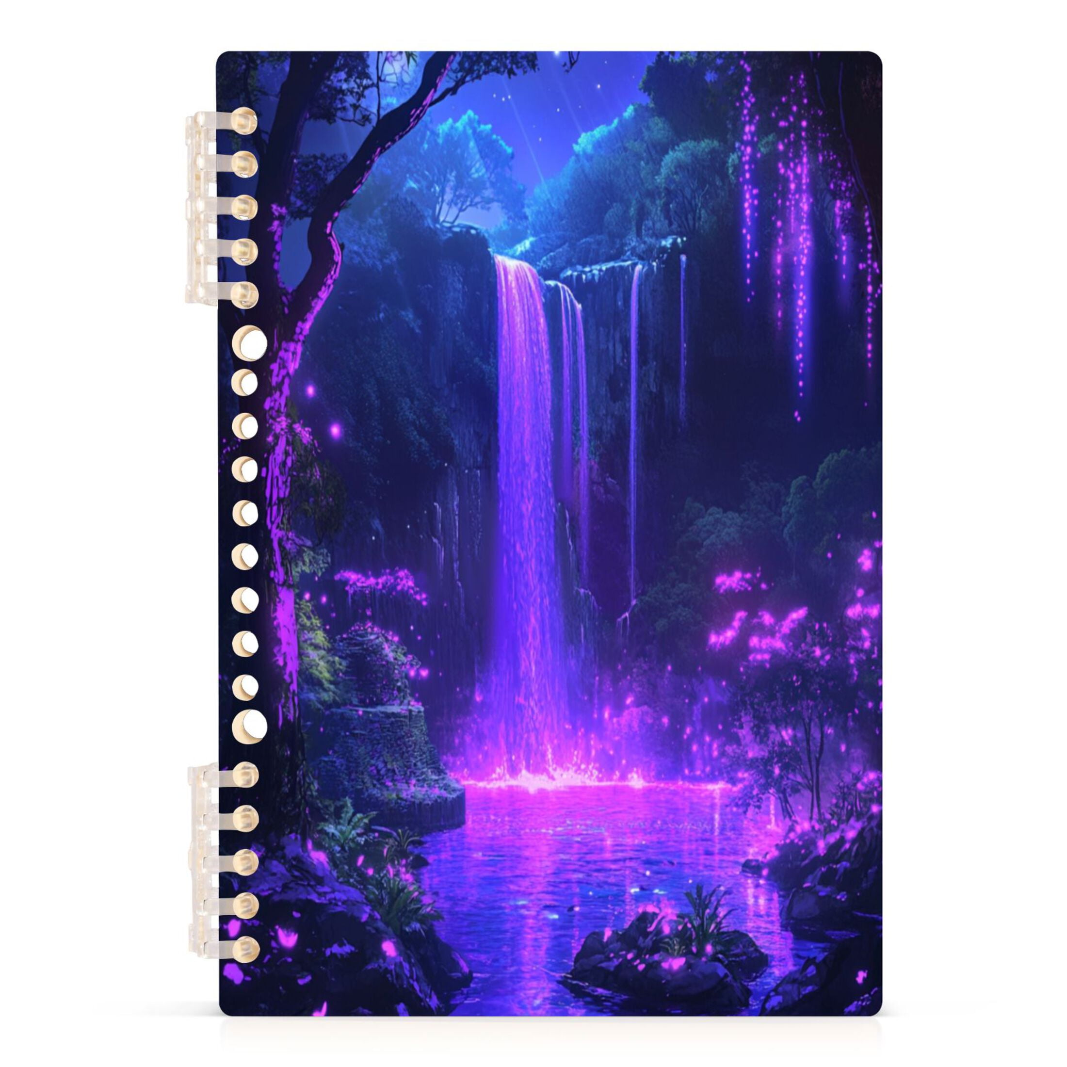 Wirebound Notebook Hardcover Spiral Notebooks Purple Neon Waterfall, 60 ...