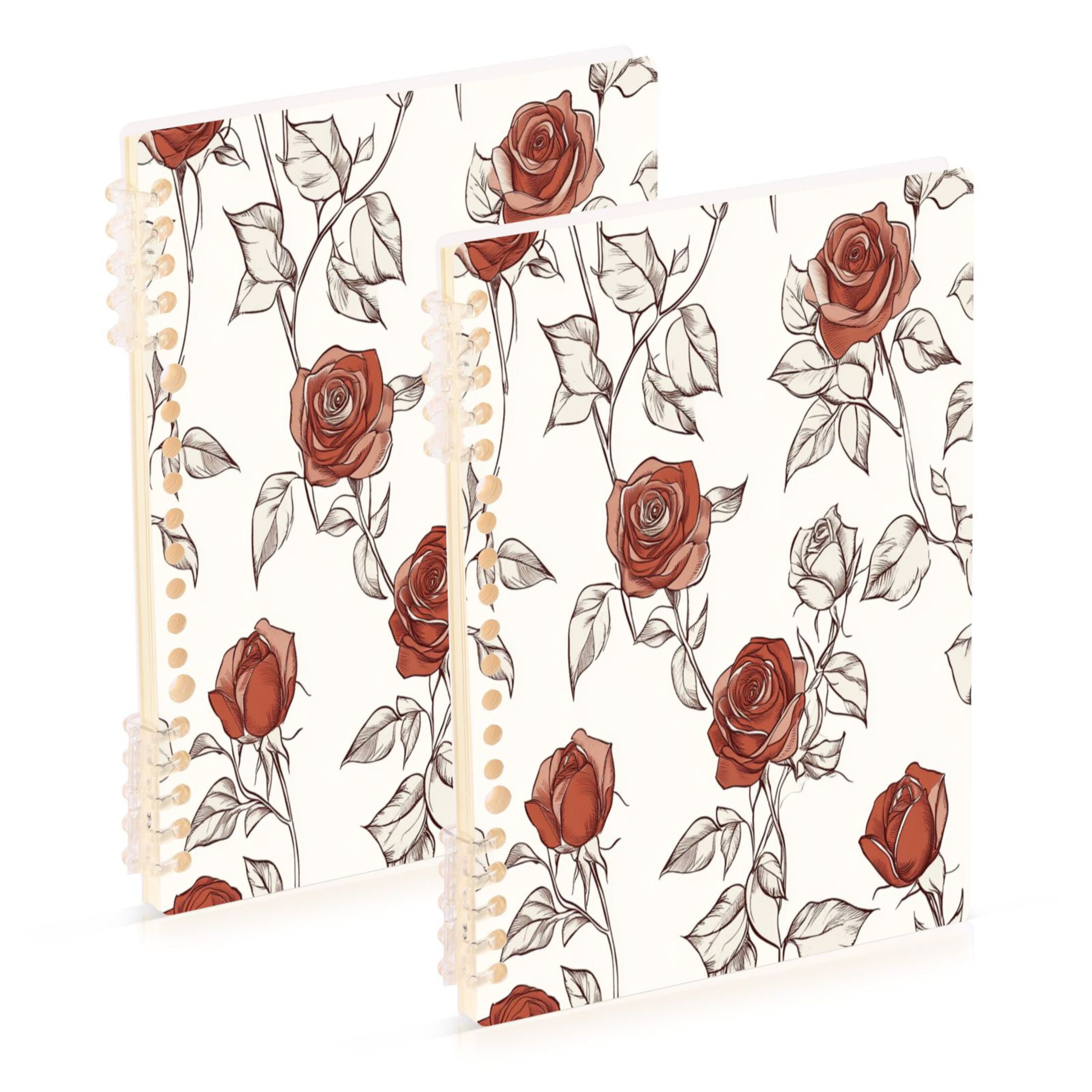 Wirebound Notebook Hardcover Spiral Notebooks Red Rose Drawings Pattern ...