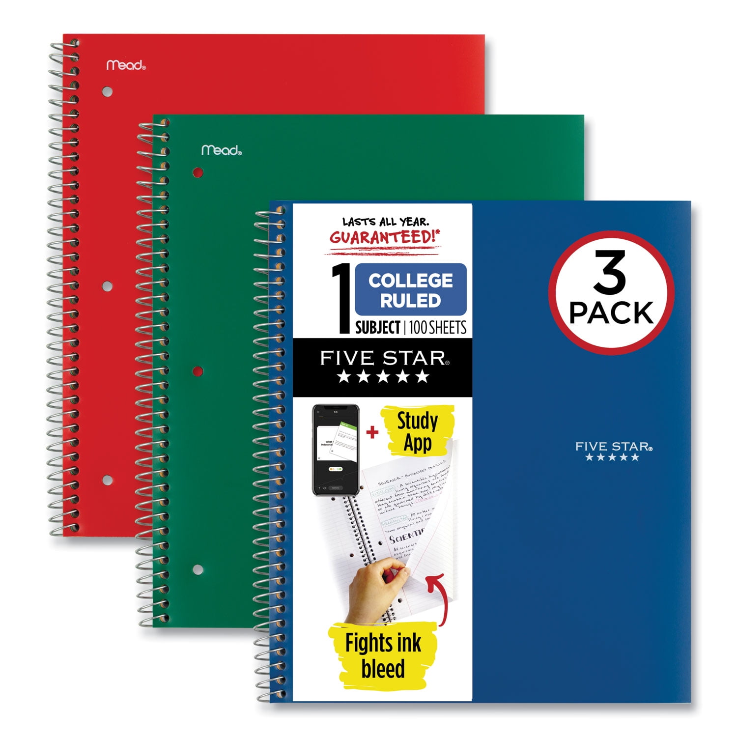 Wirebound Notebook with Two Pockets, 1-Subject, Medium/College Rule ...