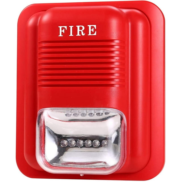 Wired 12/24VDC Sound and Light Fire Alarm Warning Strobe Siren Horn Sound Alert Safety System ...