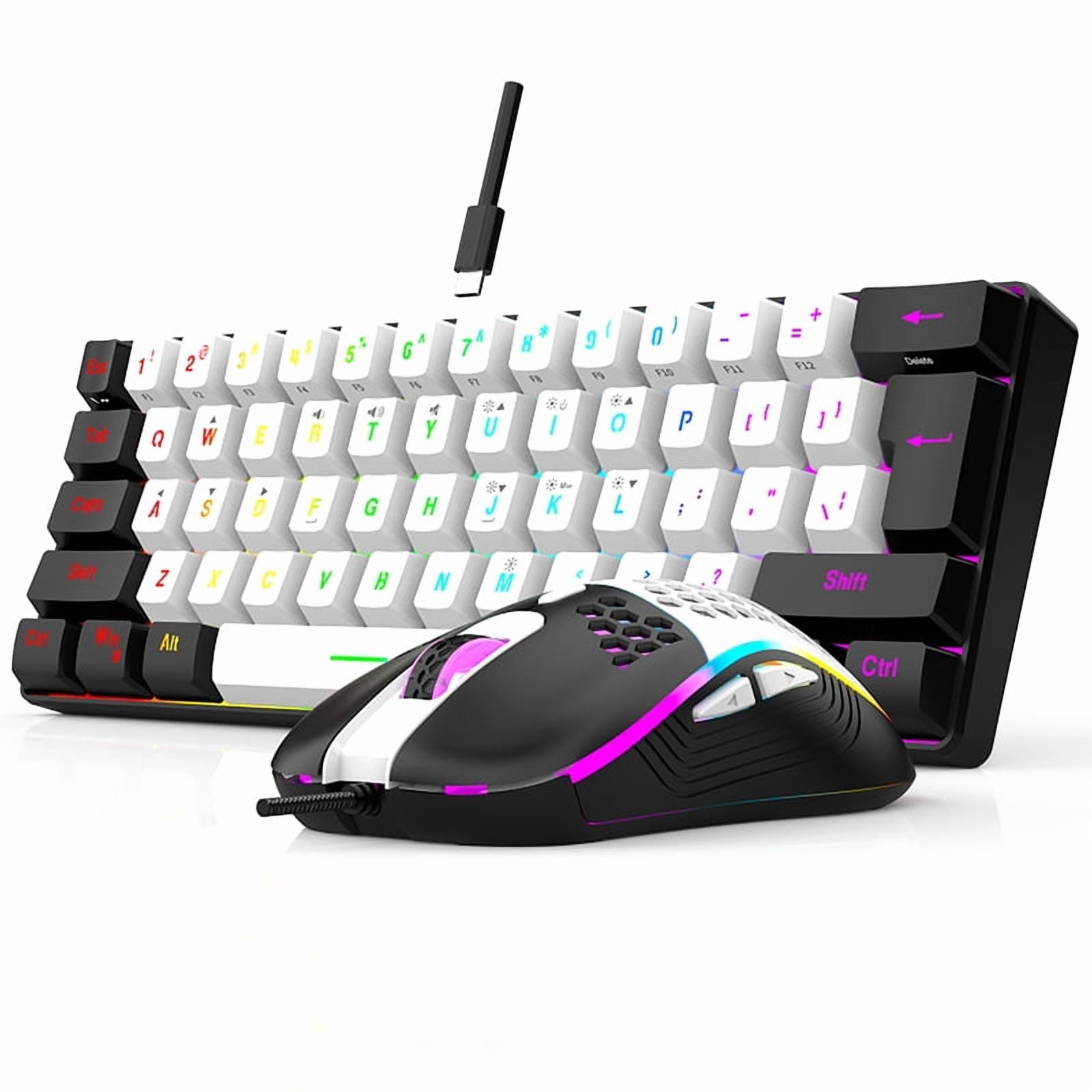 Wired 61-Key Mini Keyboard and Mouse Combo with RGB Backlight ...