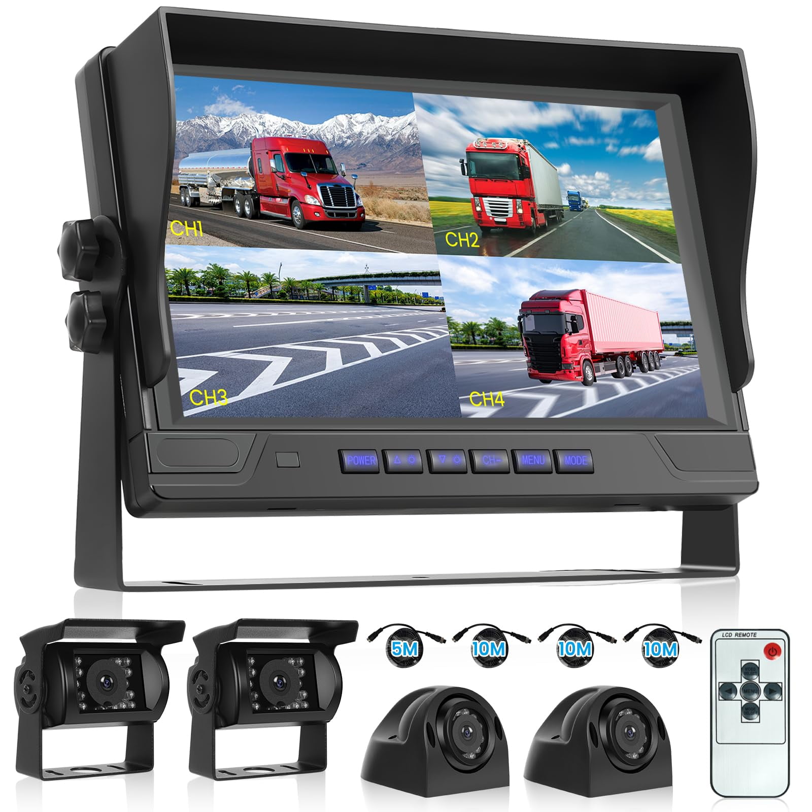 Wired Backup Camera System 1080P, Hodozzy 9 Inch Split Screen Monitor ...