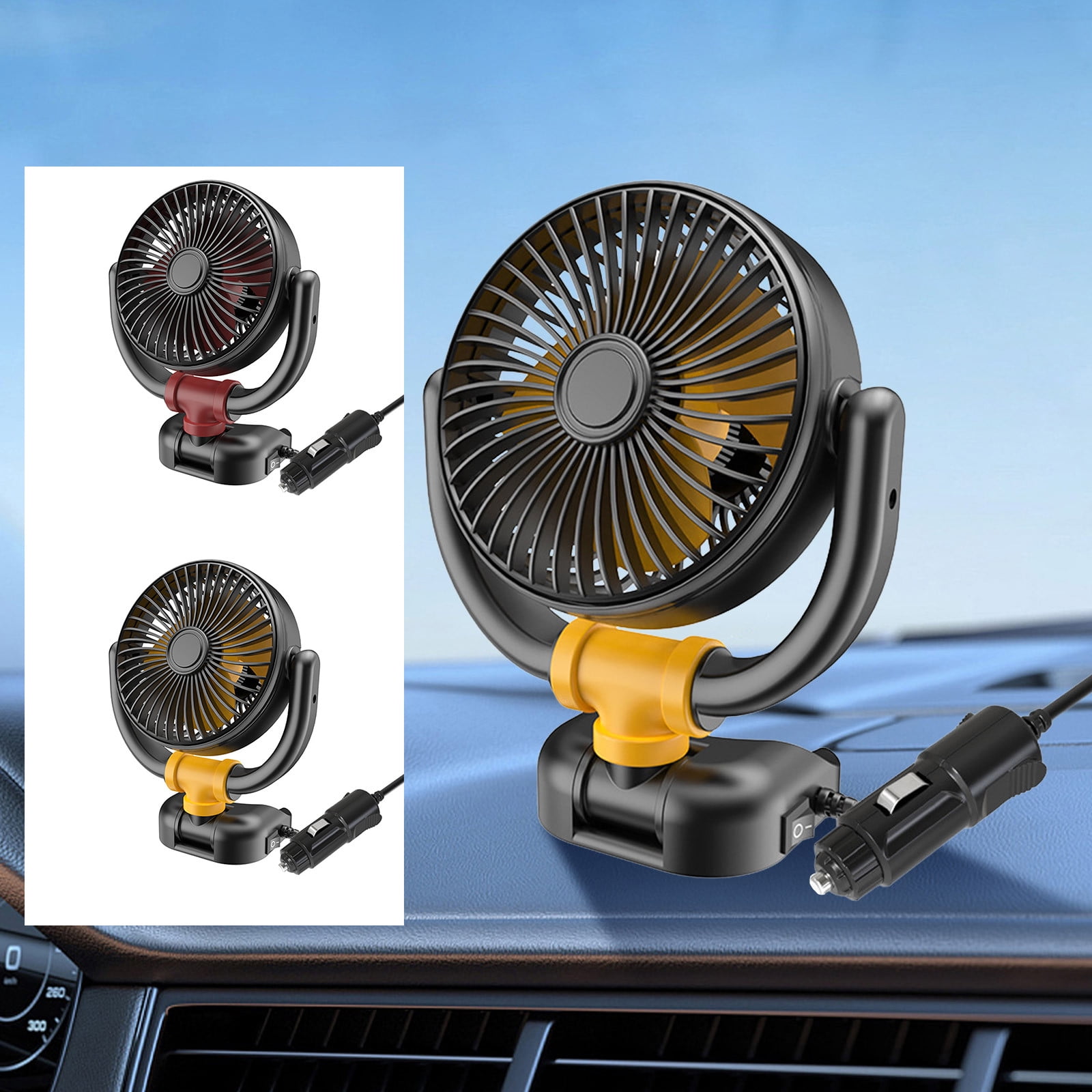 Wired Car Mount Fan | 3-Way Folding Design | Large Angle Airflow ...
